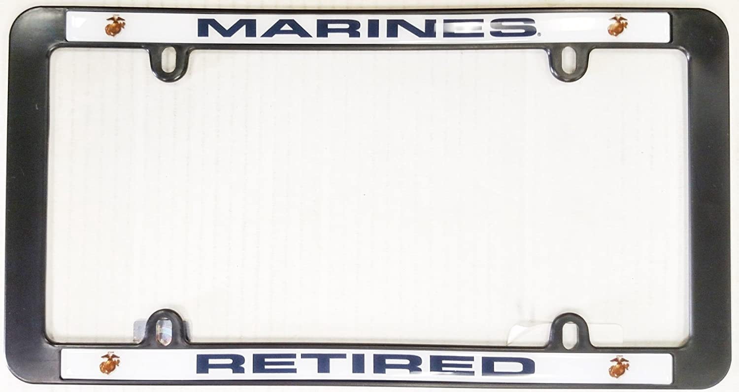 Marines RETIRED Black Plastic License Plate Frame Tag Cover United ...