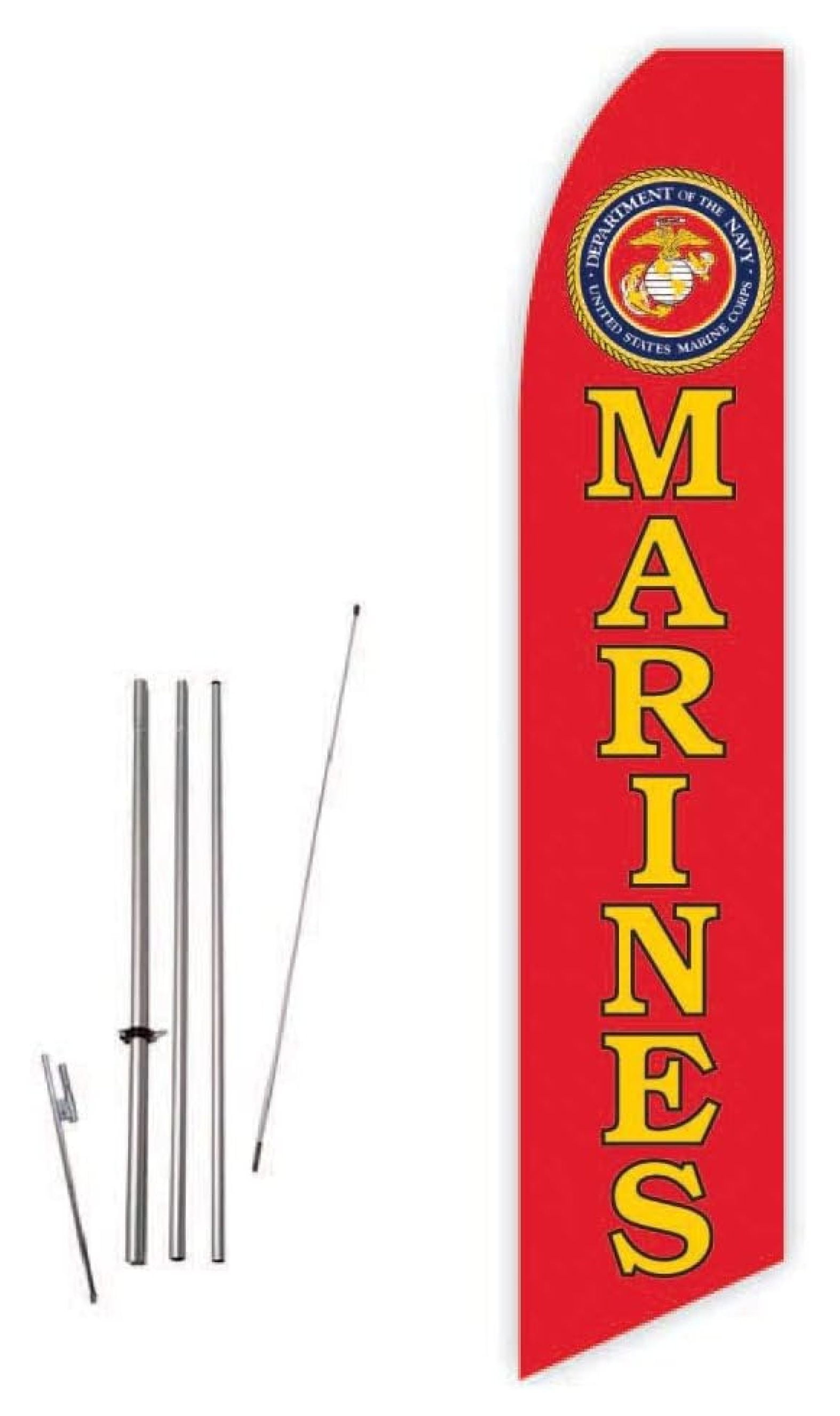 Marines (Red) Super Novo Flag - Complete with 15ft Pole Set and Ground ...
