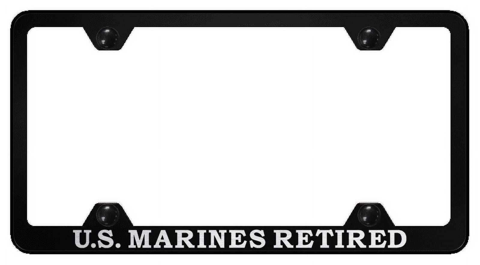 . Marines Retired Stainless Steel Wide Body License Plate Frame (Black ...