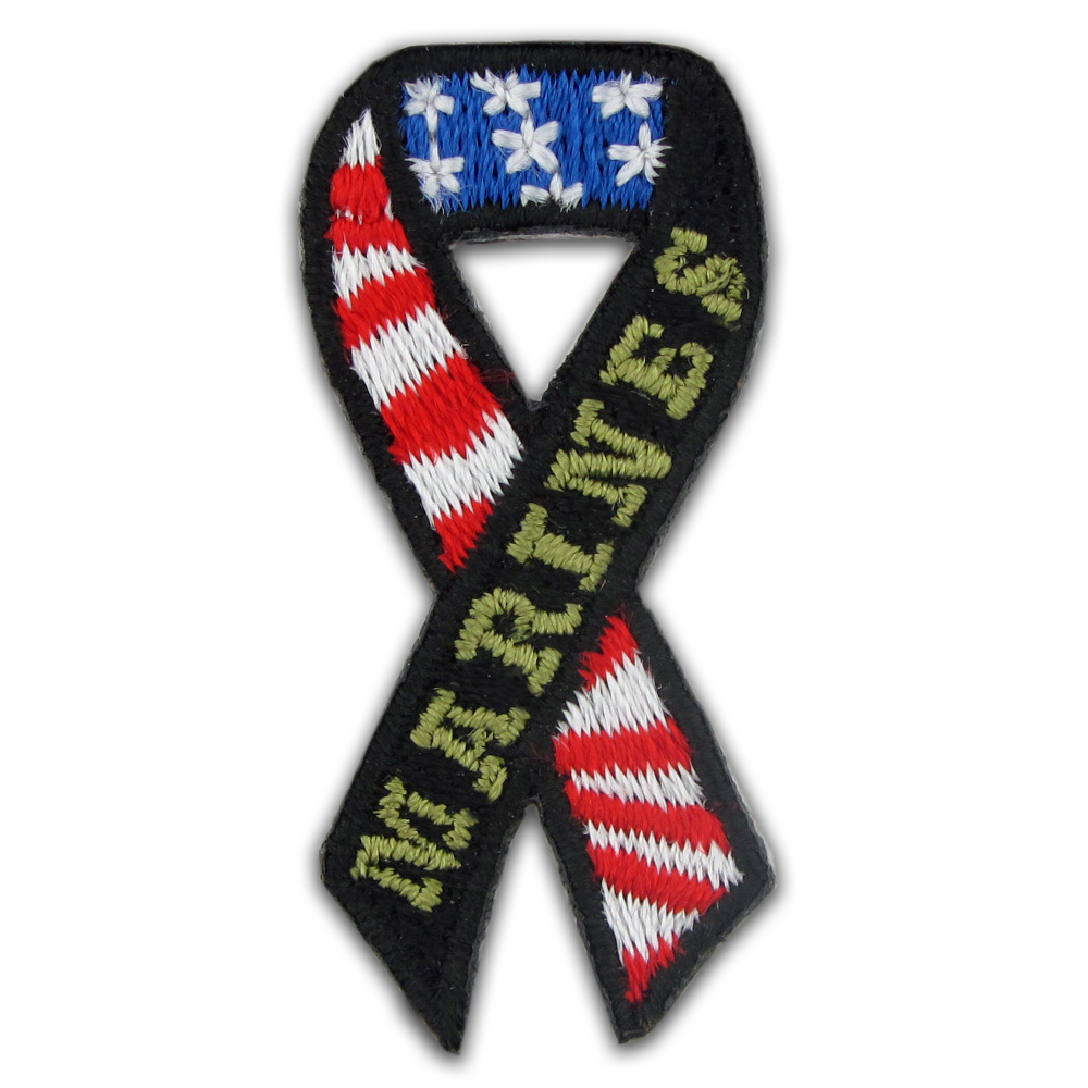 Marines Ribbon American Flag Embroidered Applique Sticker - 10 PACK ...