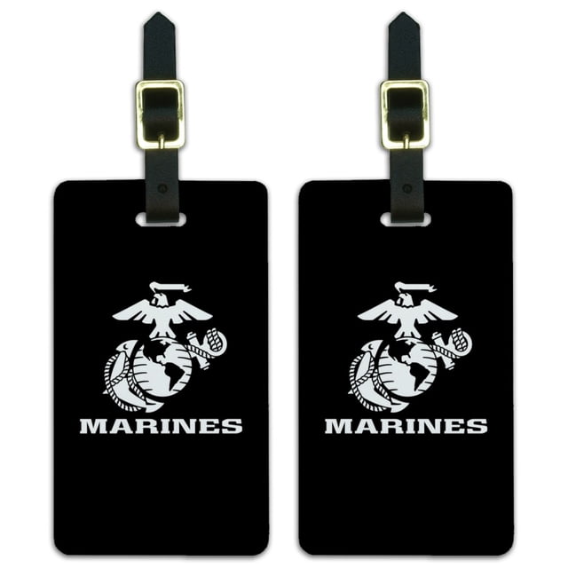 Marines Text USMC White Logo on Black Officially Licensed Luggage ID ...