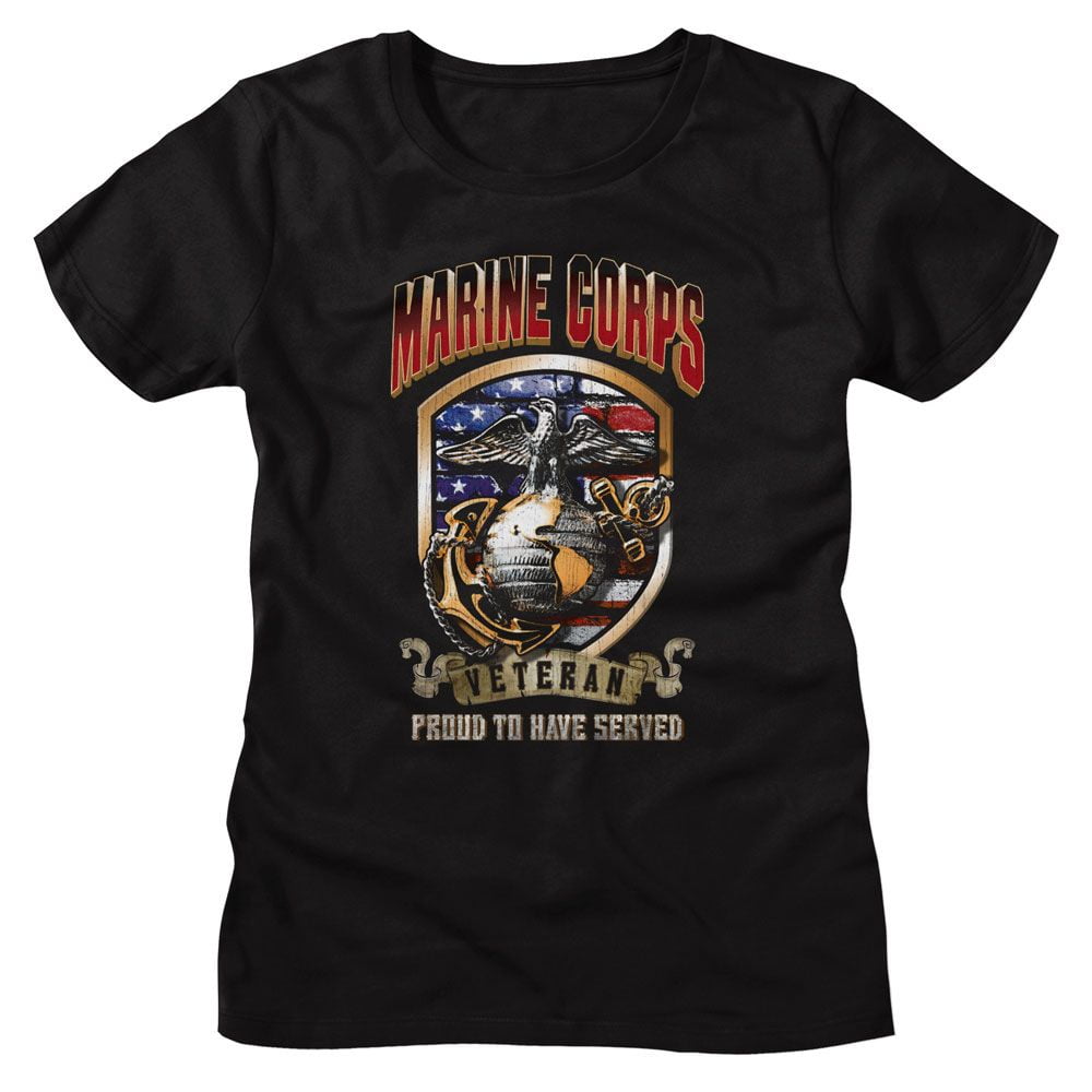 Marines US Marine Core USMC Proud To Have Served Black Women's T-Shirt ...