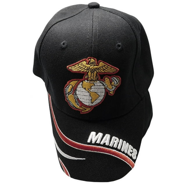 Marines USMC EGA Insignia Marine Corps Swirl Black Cap Hat Officially ...