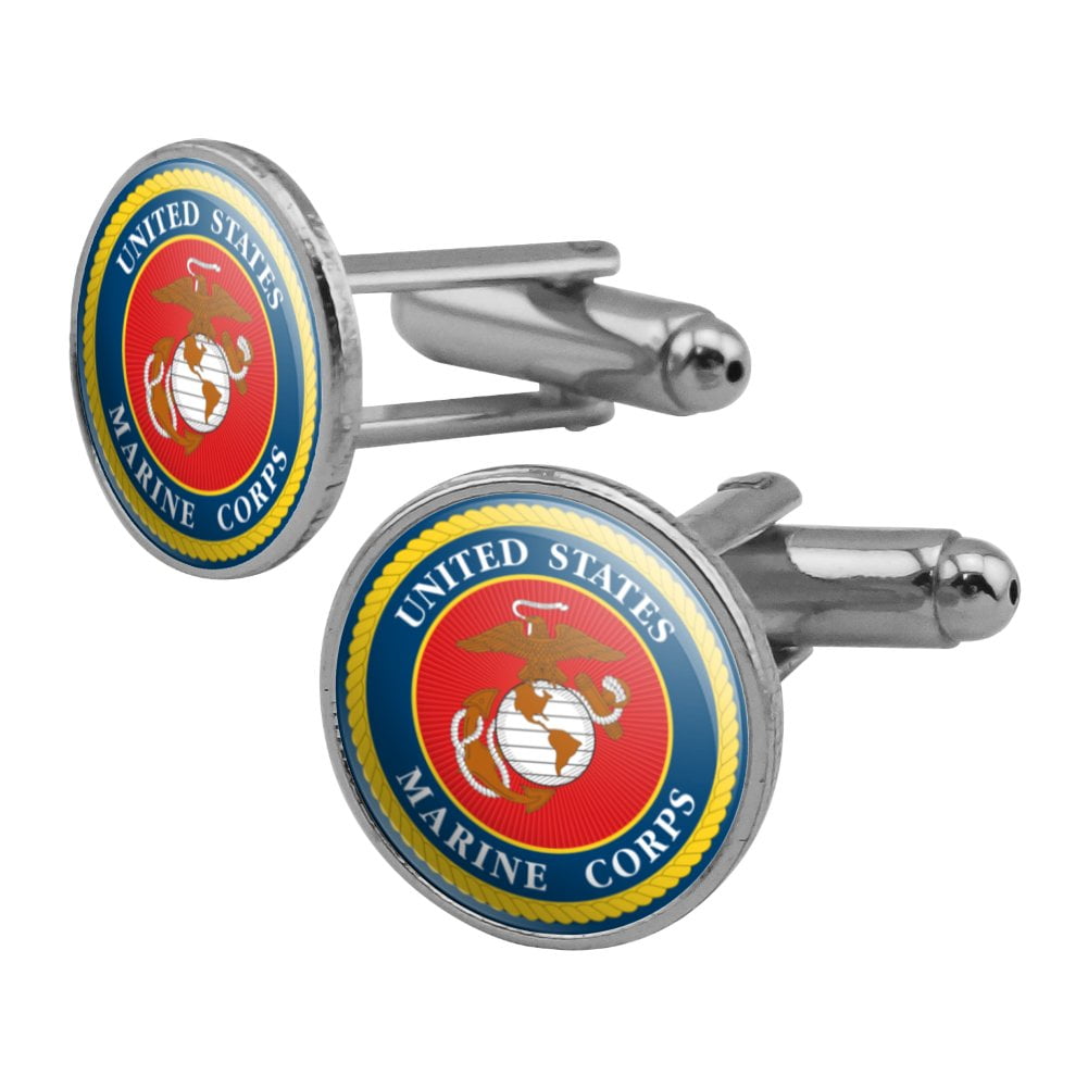 Marines USMC Logo Blue Red Gold Officially Licensed Round Cufflink Set ...