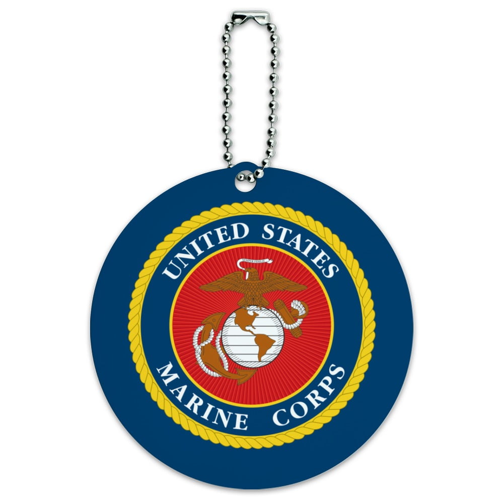 Marines USMC Logo Blue Red Gold Officially Licensed Round Luggage ID ...