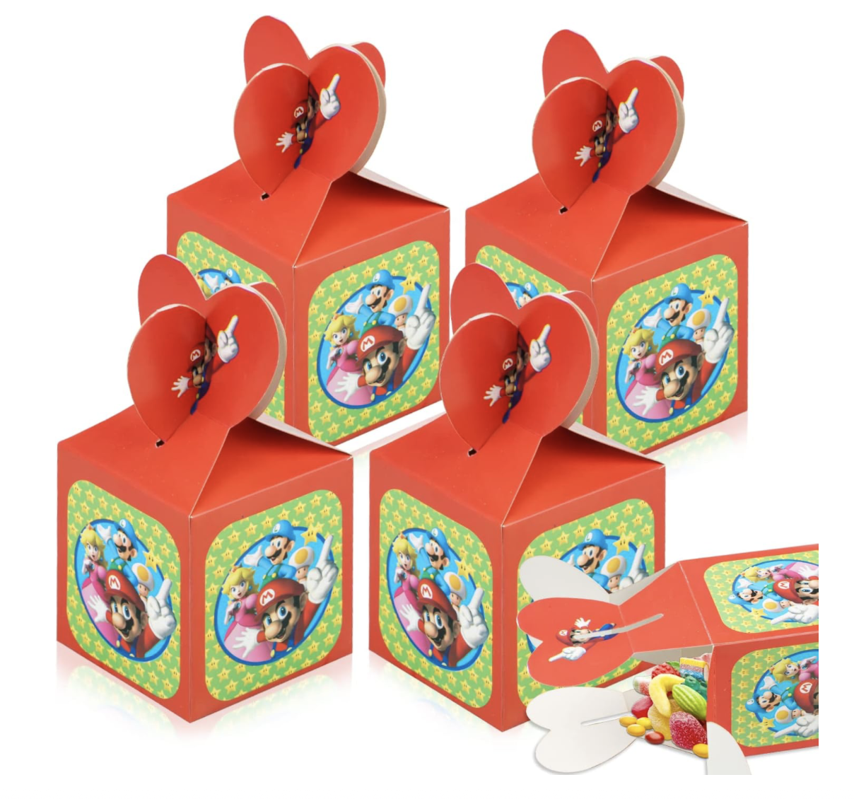 Mario 10pc candy box for treats, yellow and red video game karts ...