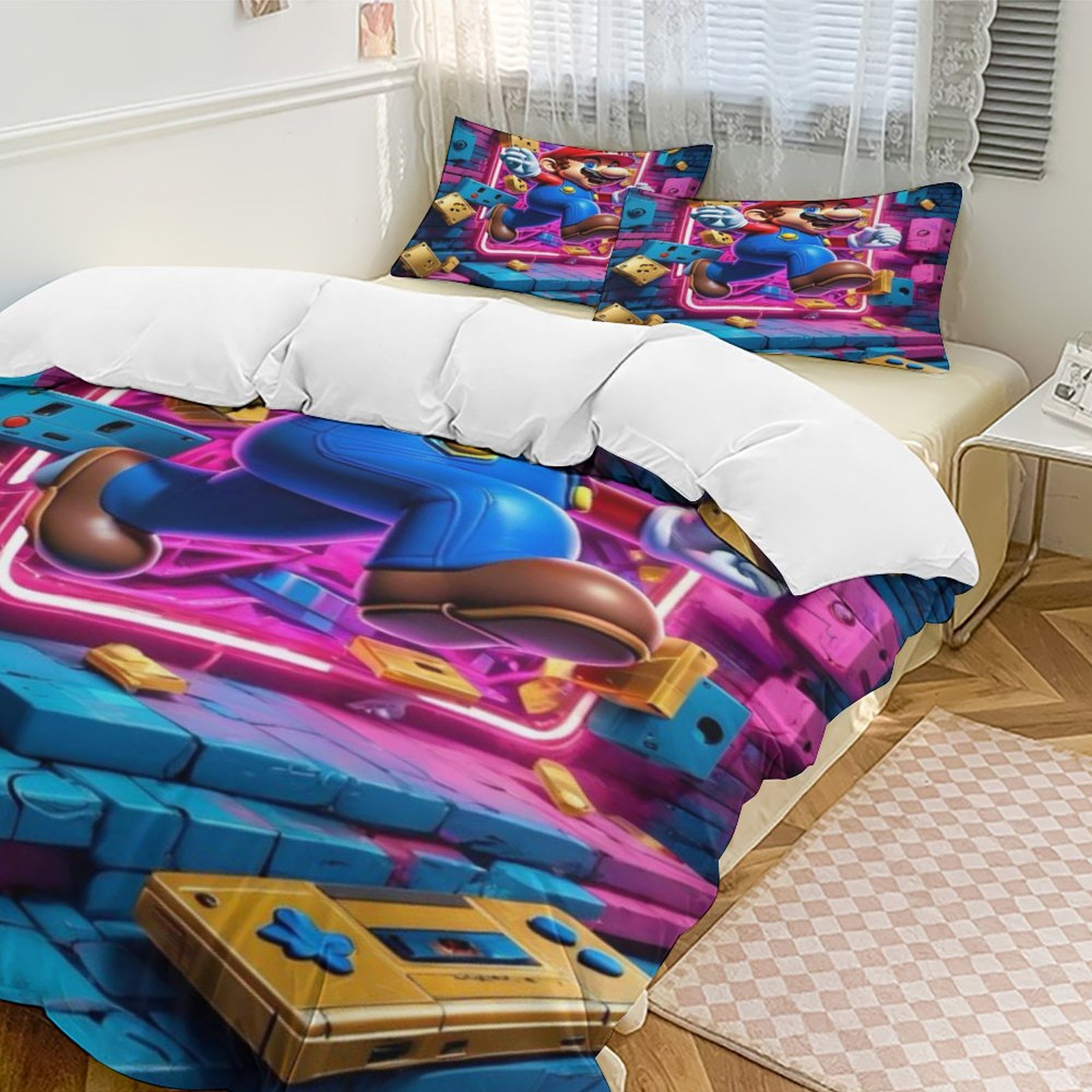 Mario 3 Piece Bedding Set Cartoon Comforter Set Cute Duvet Cover Sets ...