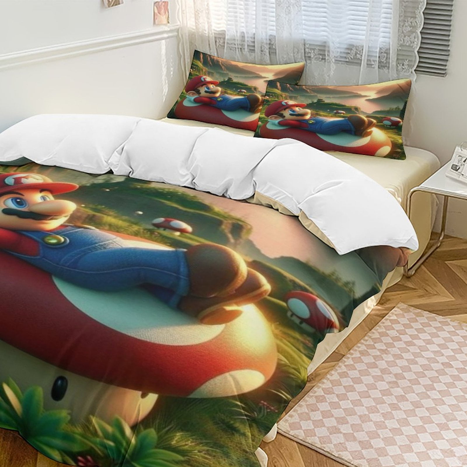 Mario 3 Piece Bedding Set Cartoon Comforter Set Cute Duvet Cover Sets ...