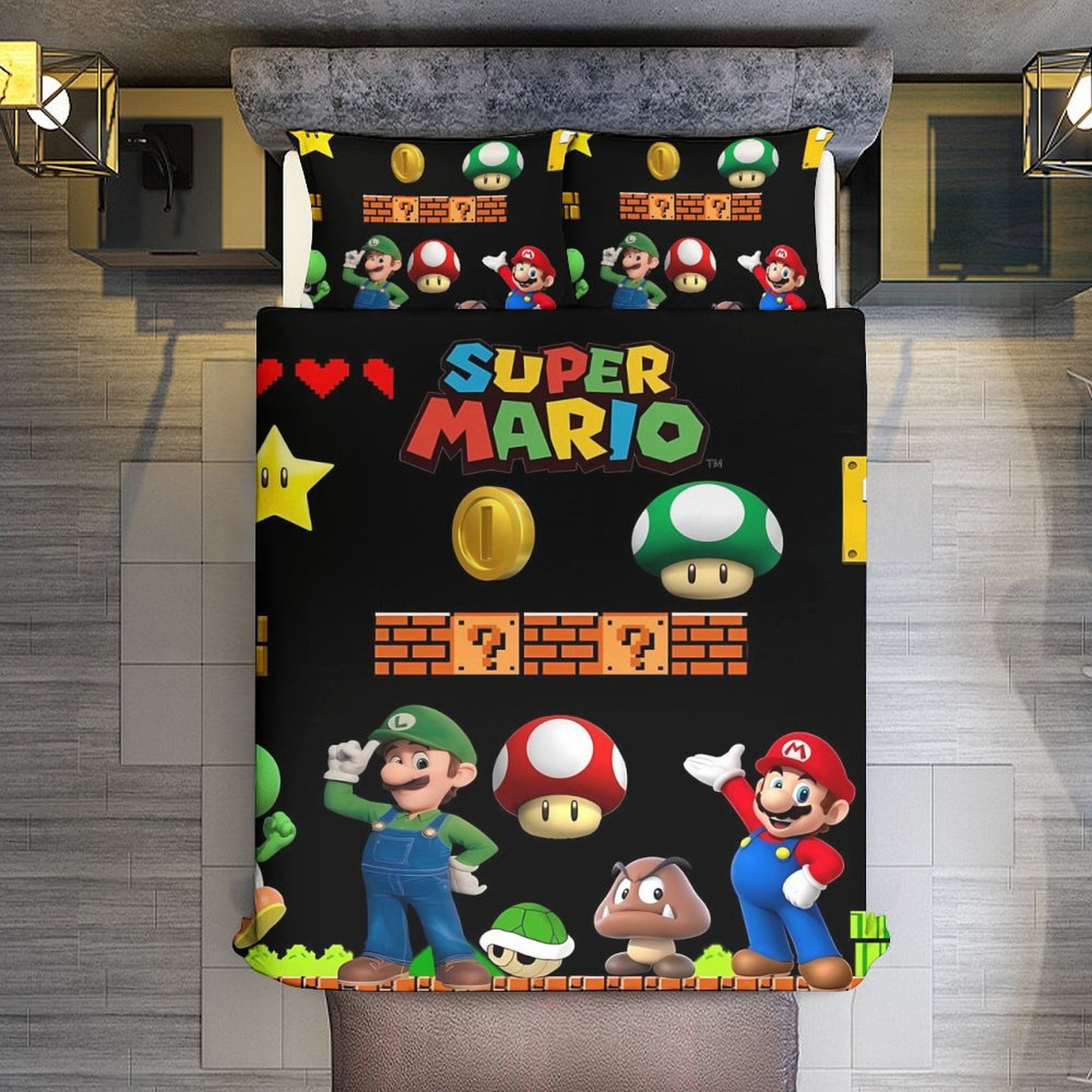 Mario 3-Piece Bedding Set, Printed Quilt Set Twin Size, Full Size,Queen ...