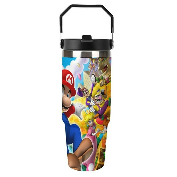 Mario 30 Oz Tumbler with Straw, Vacuum Insulated Stainless Steel Double ...