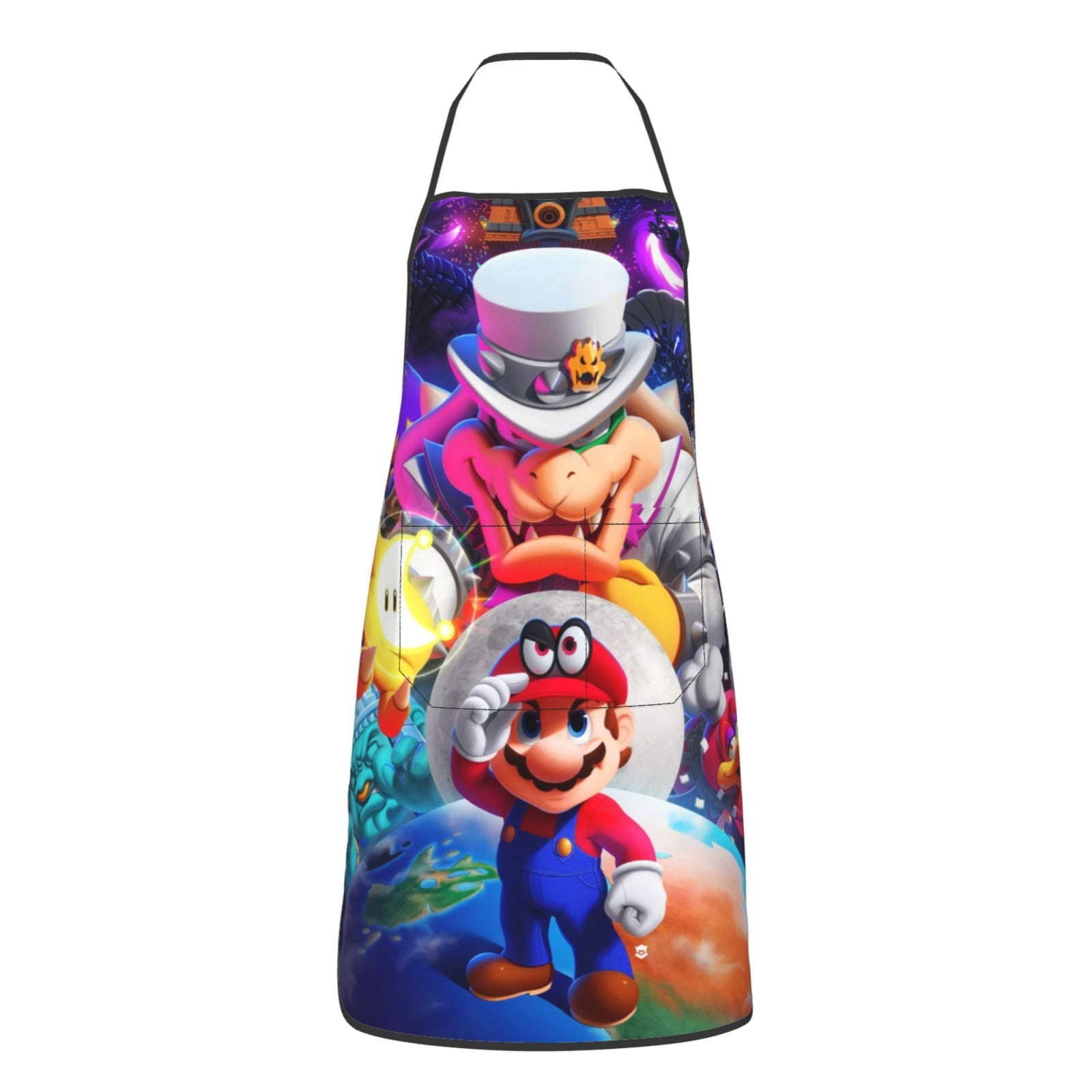 Mario Adjustable Bib Aprons, Waterdrop Resistant Apron with 2 Pockets ...