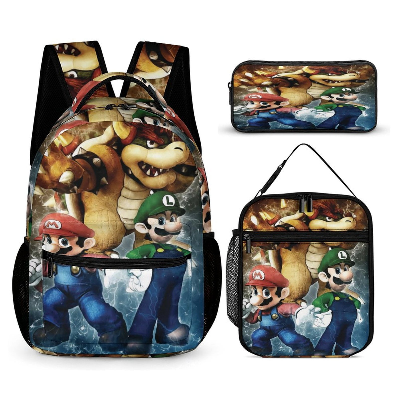 Mario And Luigi Series 3 Piece Backpack Set Anime Casual Daypack with ...