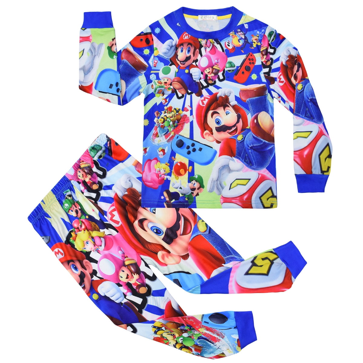 Mario And Princess Peach 2-Piece Cartoon Graphics Pyjamas Boys And ...