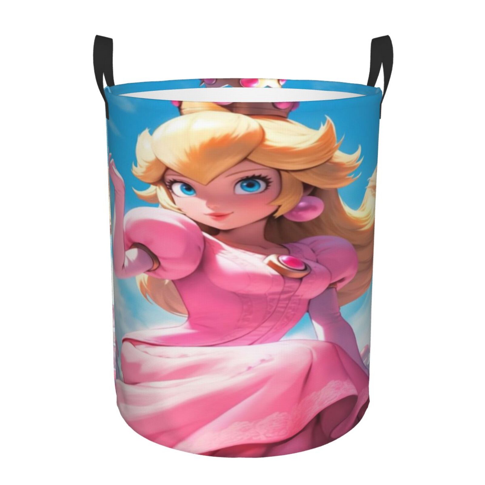 Mario And Princess Round Storage Basket Laundry Hamper Clothes Storage ...