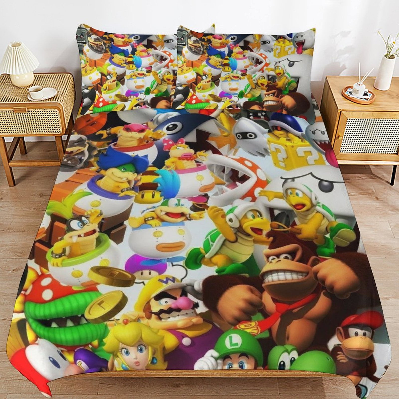 Mario Bedding Sets ,Cute Mario Printed Duvet Cover Soft Bedroom,Gifts ...