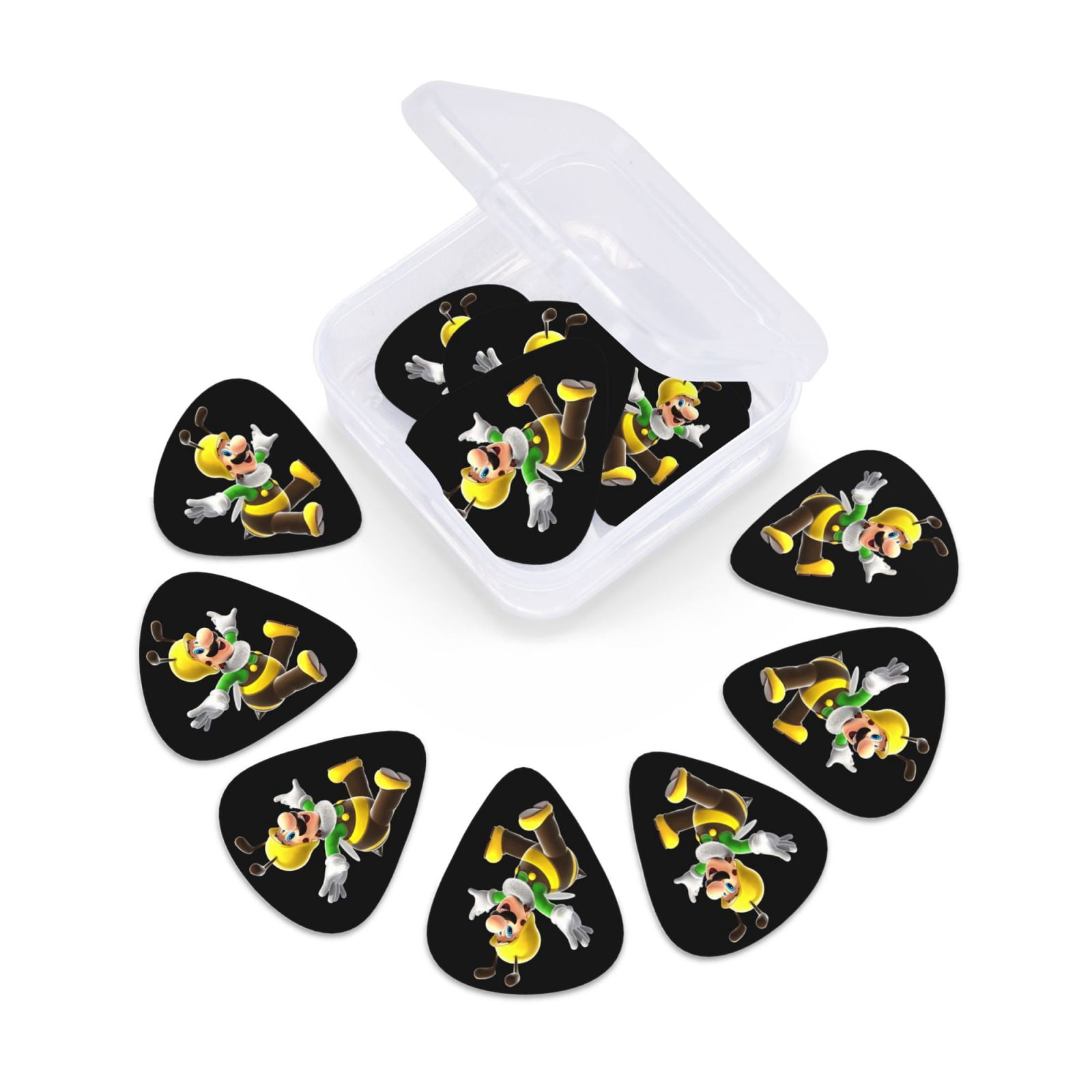 Mario Bee Luigi Art 12 Piece Guitar Picks Set With Holder For Acoustic ...