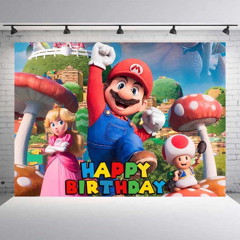 Mario Birthday Backdrop for Party, Mario Birthday Decoration Banner ...