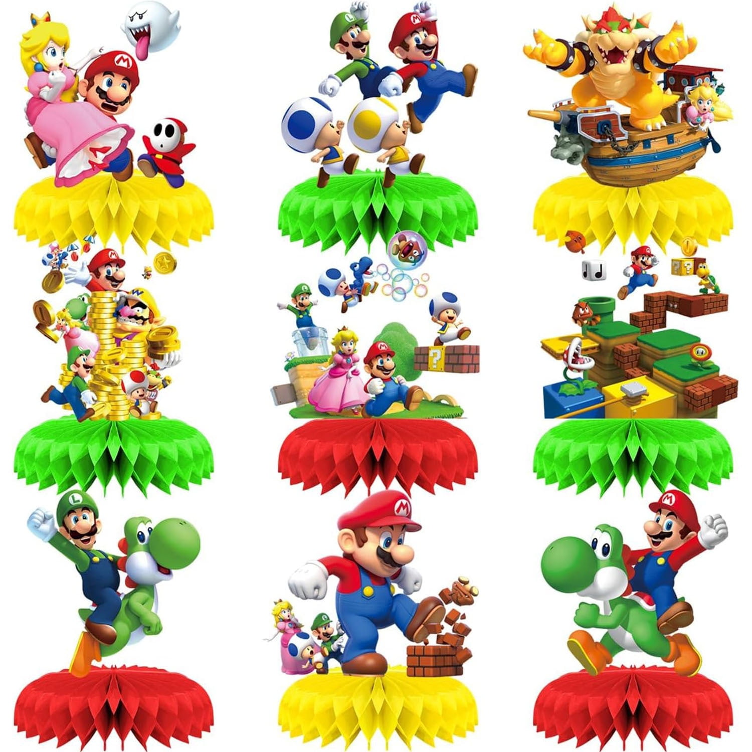 Mario Birthday Party Table Decorations - 9 Pcs Birthday Centerpieces ...