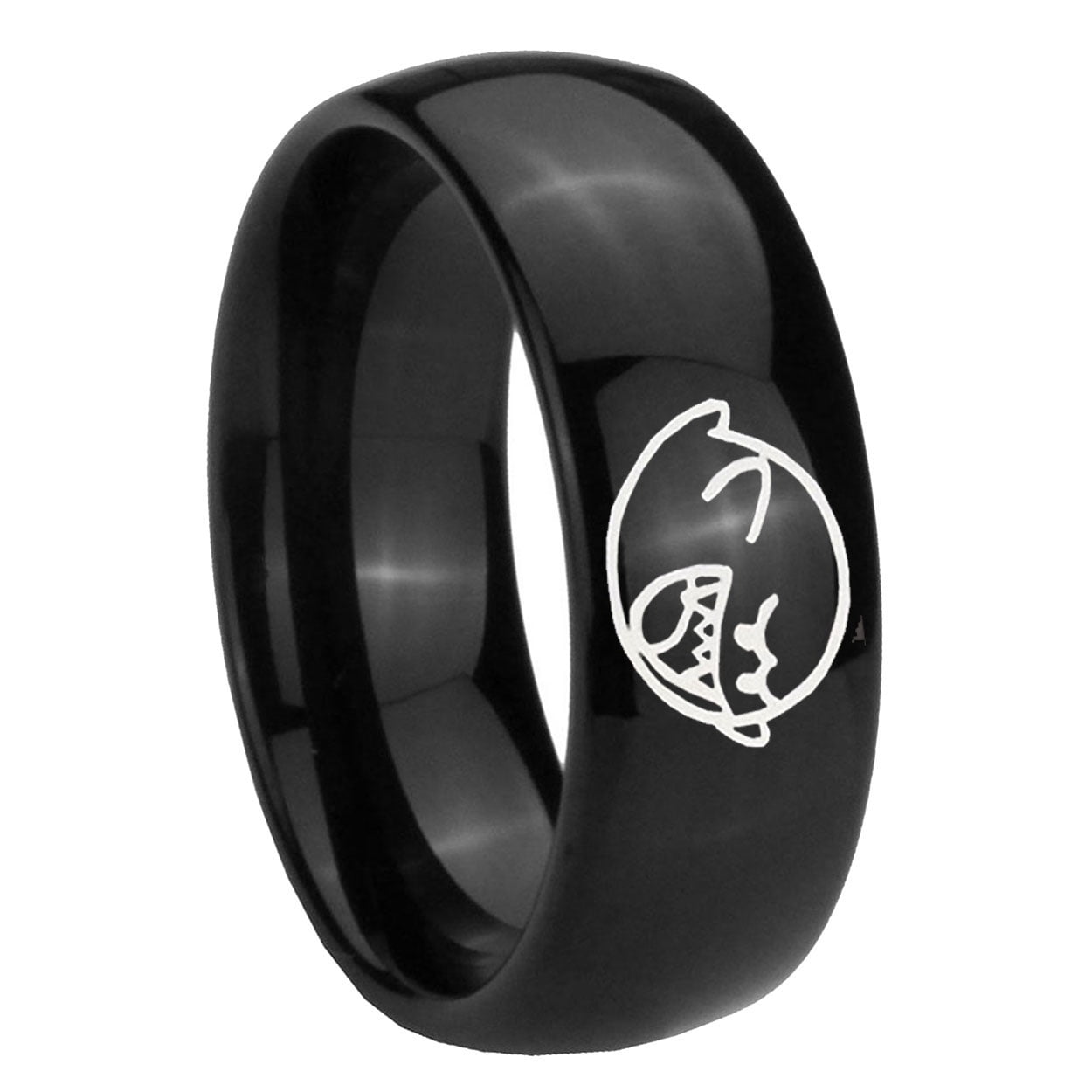 Mario Boo Ghost 8MM Black High Polish Dome Tungsten Men's Ring ...