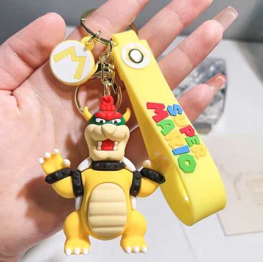 Mario Bowser Vinyl Figure 3D Keychain Keyring with Key Clip and Straps ...