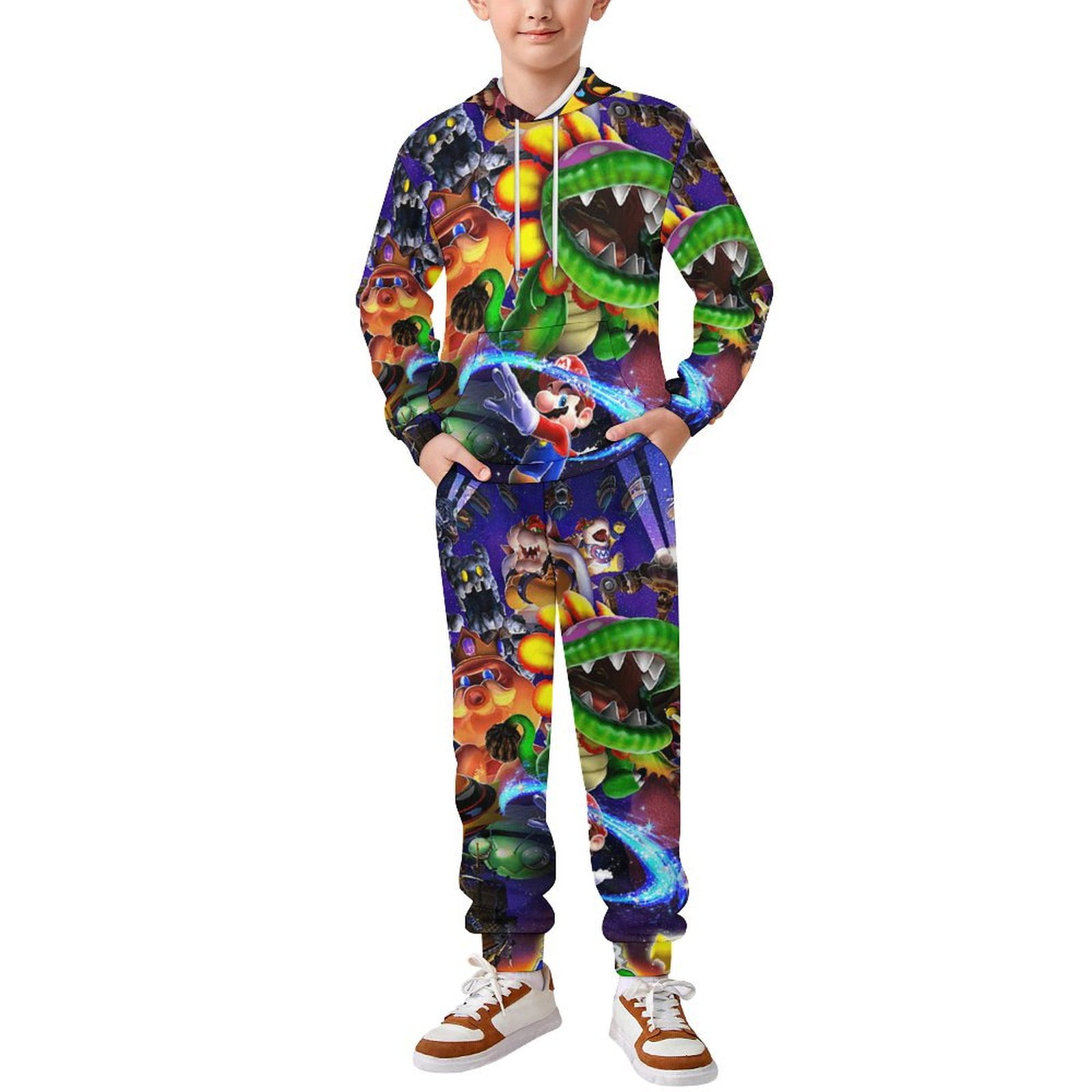 Mario Boys 2 Piece Tracksuit Athletic Sweatsuits Sets Hooded Sweatshirt ...