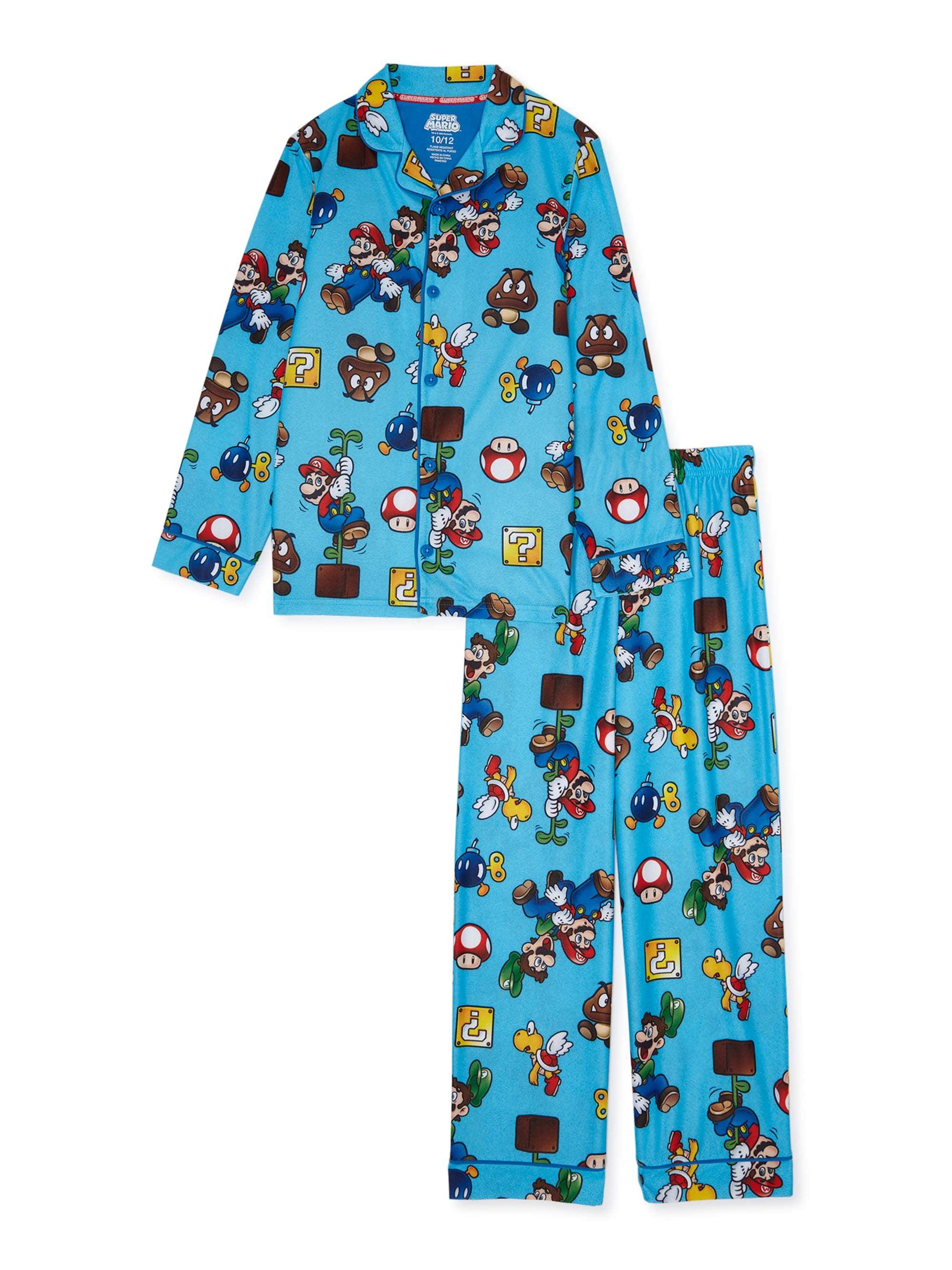 Mario Boys Exclusive 2-Piece Pajama Coat Set Sizes 4-12 - Walmart.com