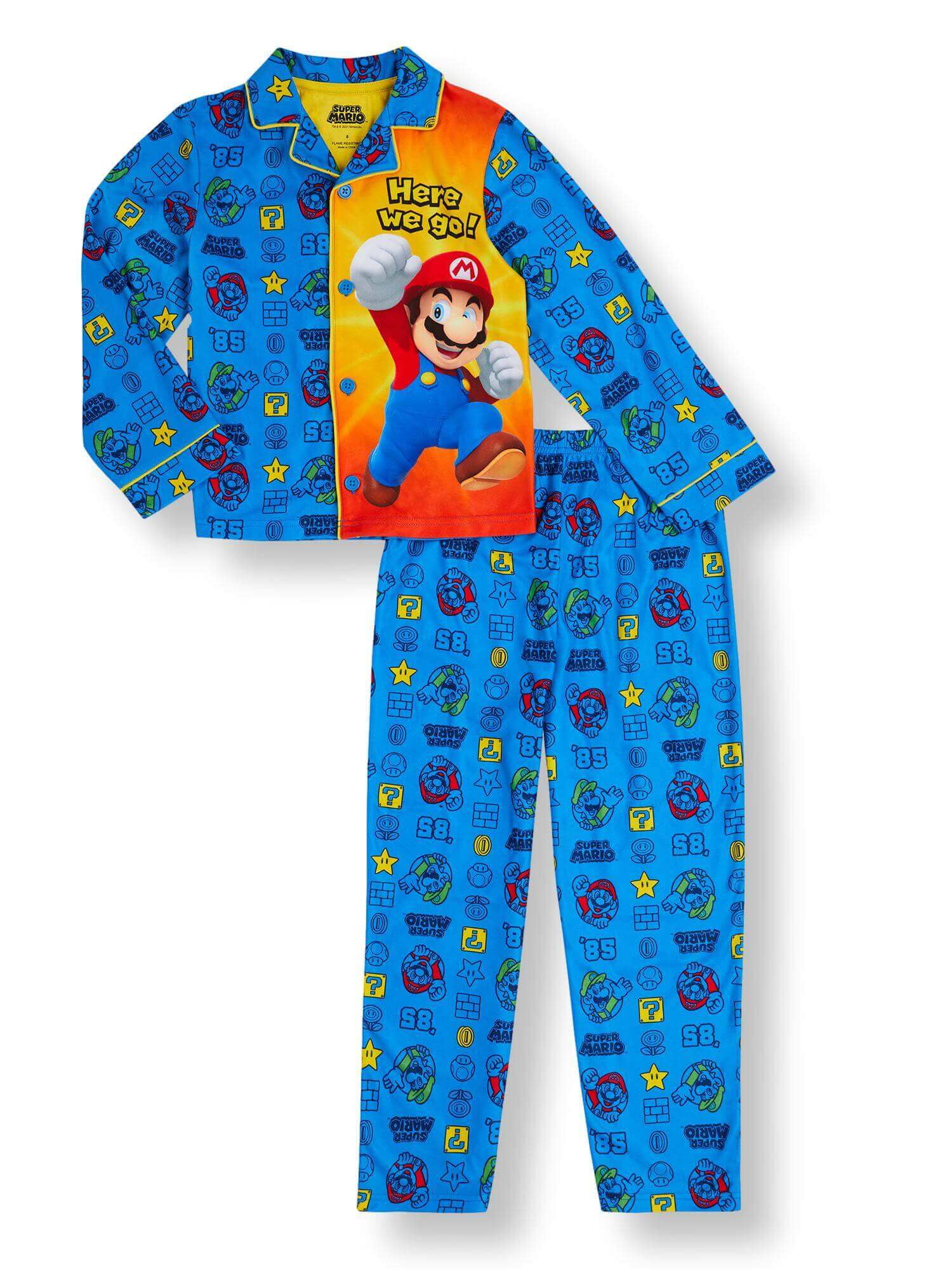 Mario Boys Pajama Outfit Coat Style PJs 2pc Pajamas Set, 4-10, Blue ...