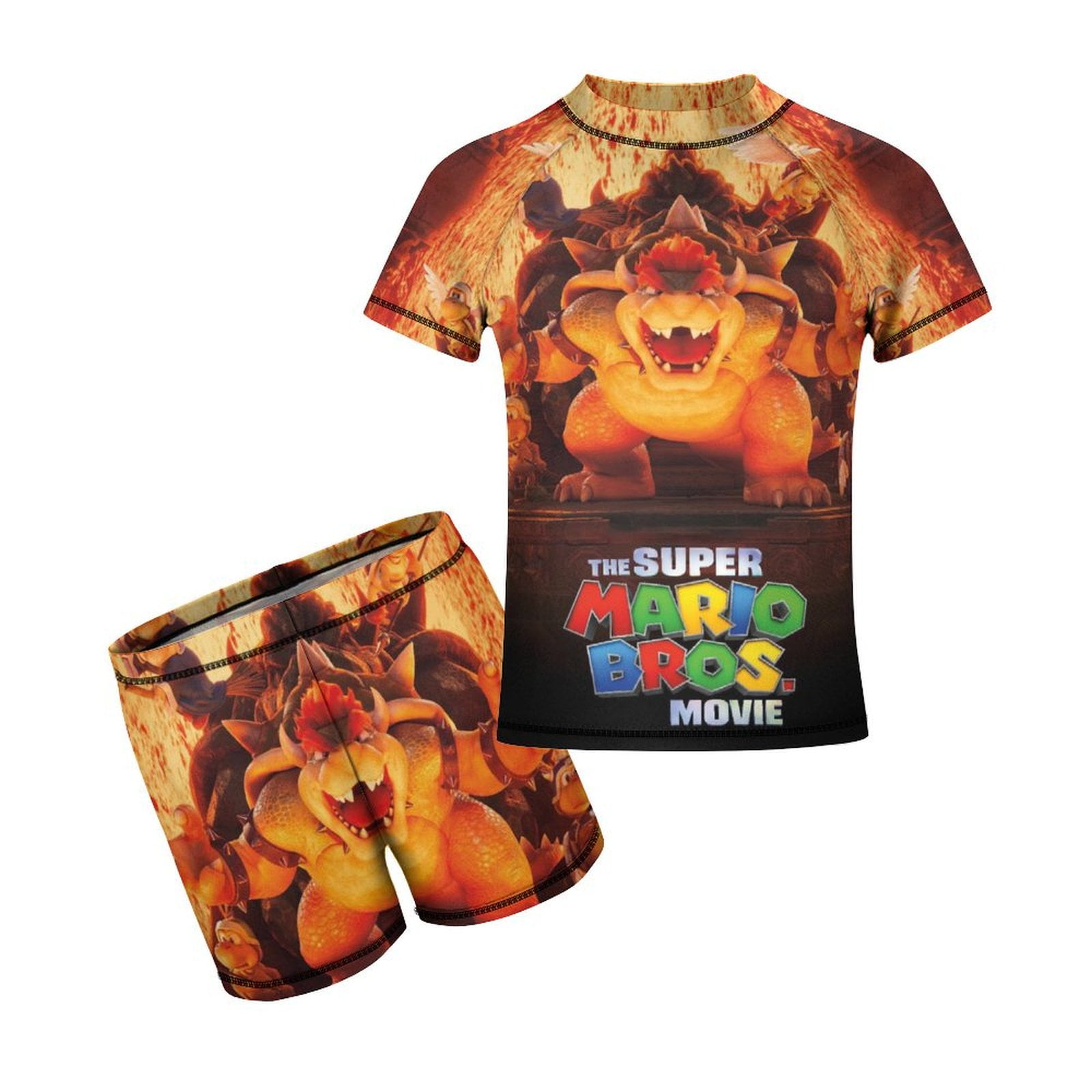Mario Boys Rash Guard Set 2 Piece Swimsuits Short Sleeve Bathing Suits ...
