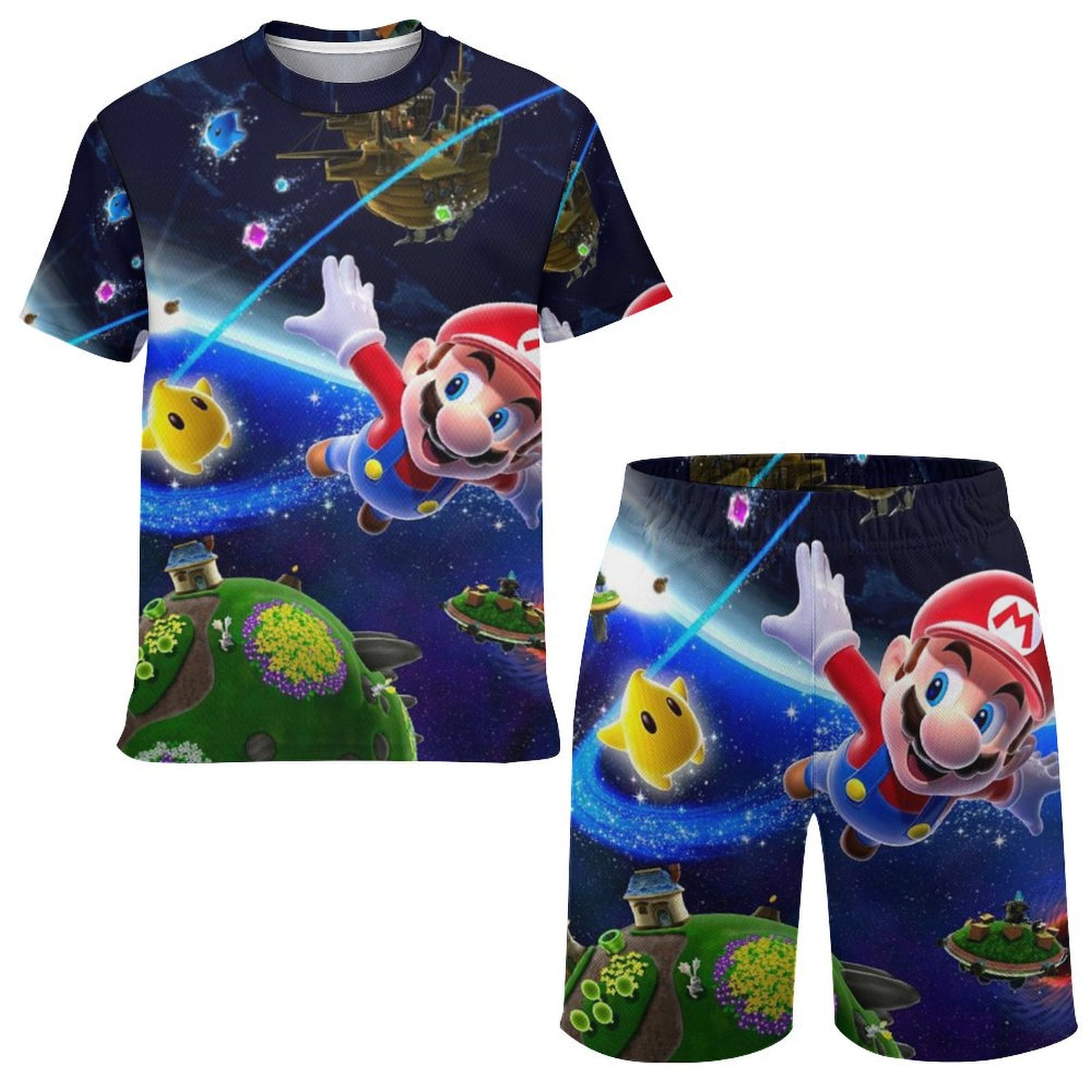 Mario Boys Short Sleeve Mesh T-Shirt And Shorts Outfit Set Summer ...