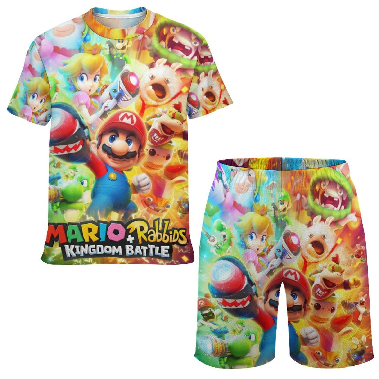 Mario Boys Short Sleeve T-Shirt And Mesh Shorts Outfit Set for Kids ...