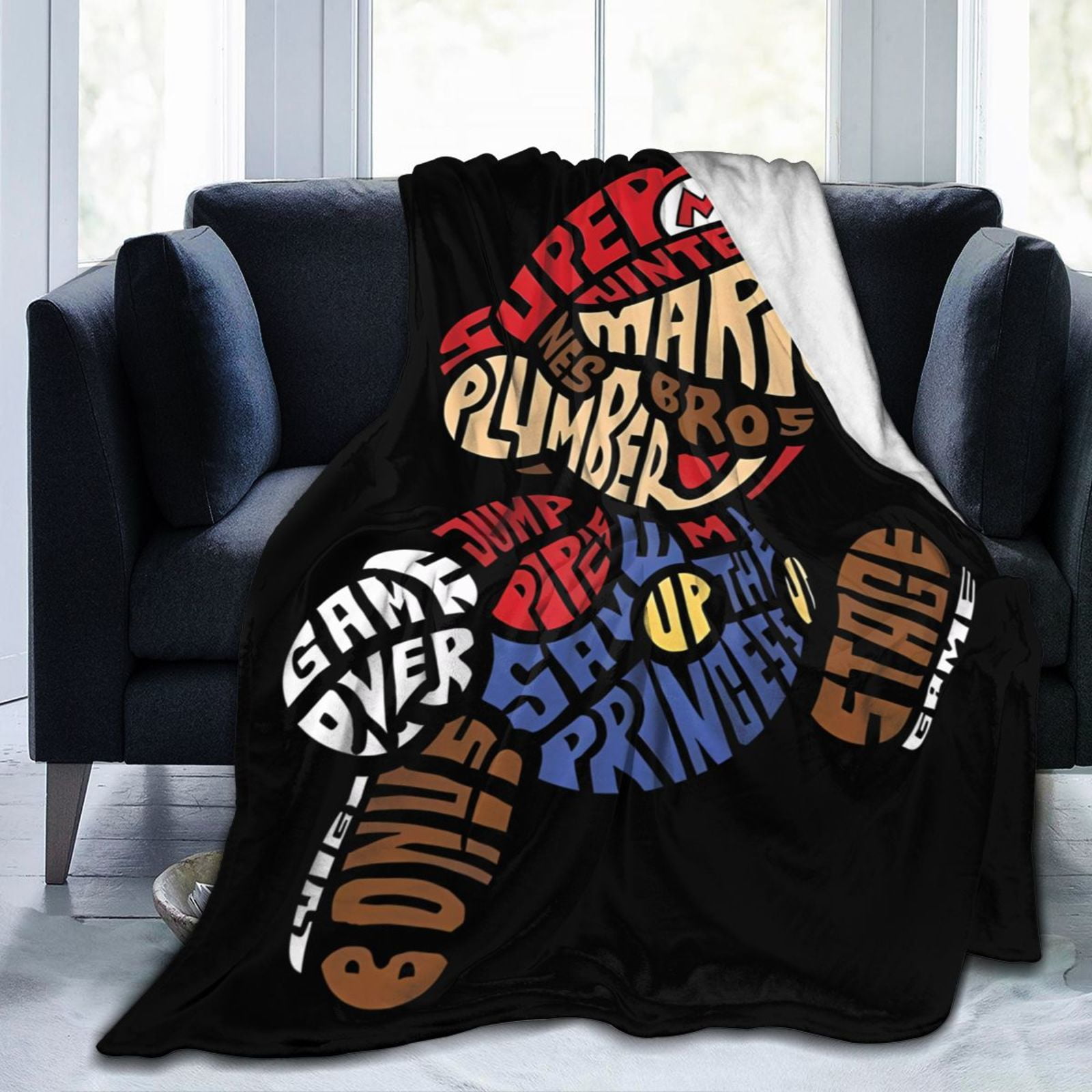 Mario Bros Blanket Ultra-Soft Flannel Plush Throw Super Fuzzy Warm ...