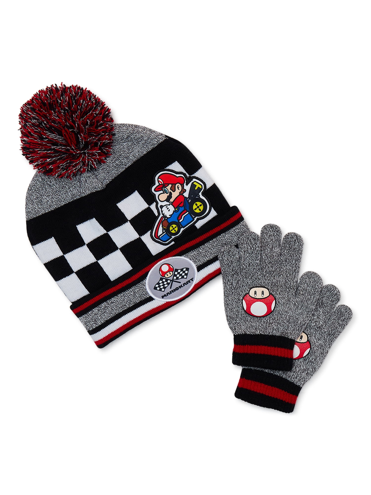 Nintendo's Super Mario Bros Winter Kids Character Beanie Hat and Glove ...