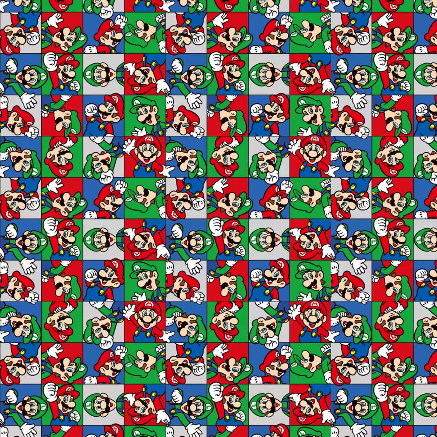 Mario Bros. Character Grid Cotton Fabric - Walmart.com