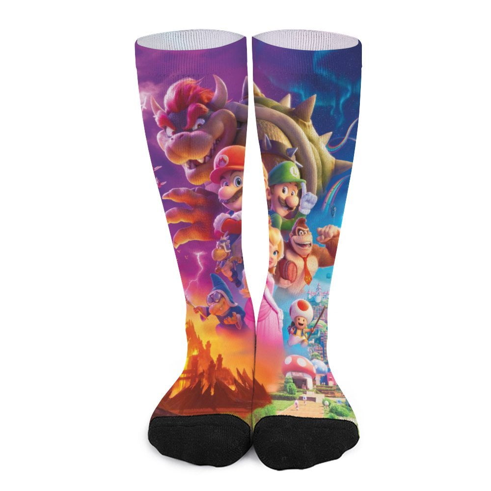 Mario Bros Fashion Socks Warm Elastic Knitted Crew Calf Socks Gift ...