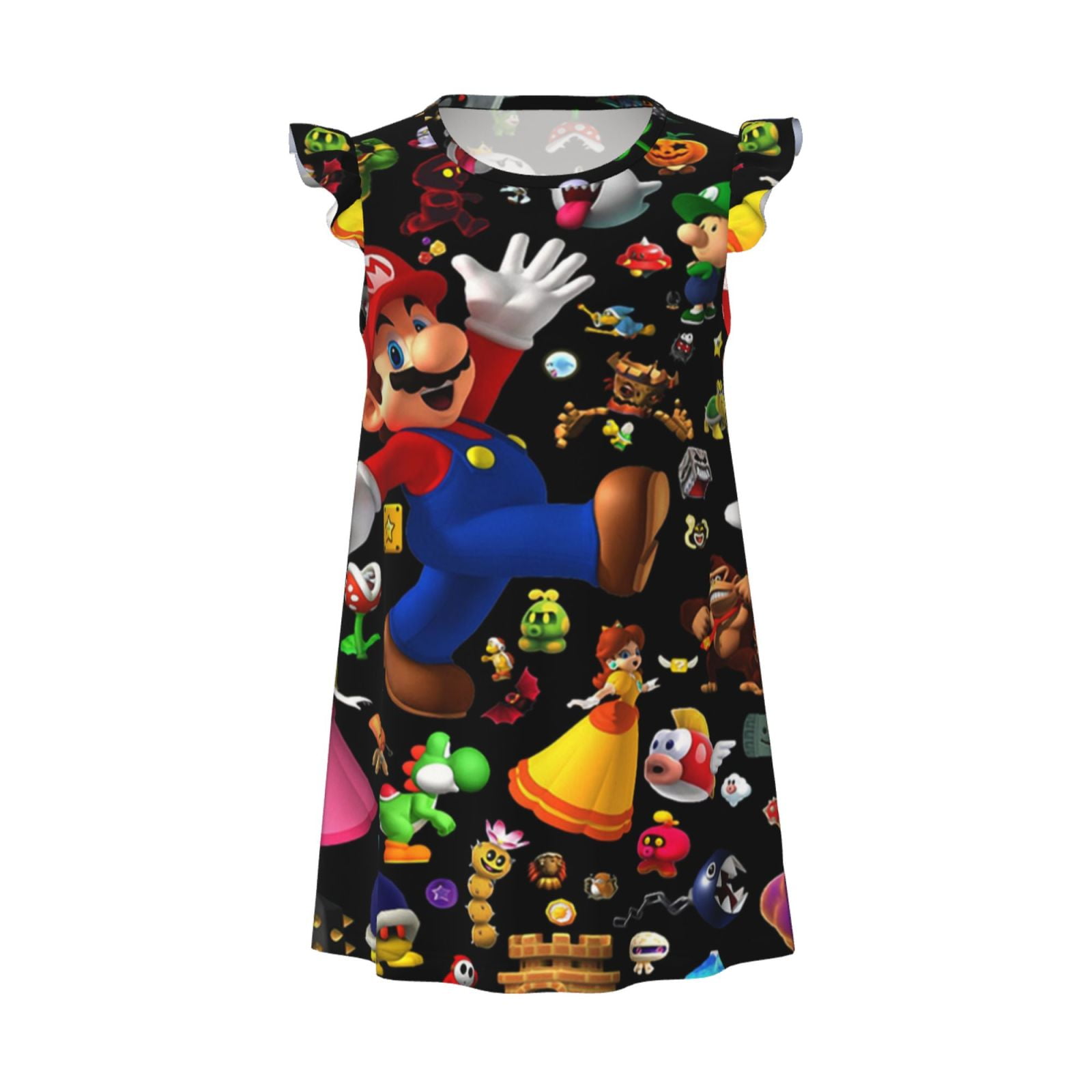 Mario Bros. Luigi Girls Nightgowns Pajamas Dress Summer Soft Sleepwear ...