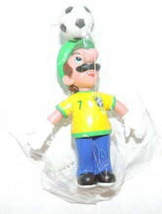 Mario Bros Luigi Mini Brazilian Soccer Figure- Soccer ball on forehead ...