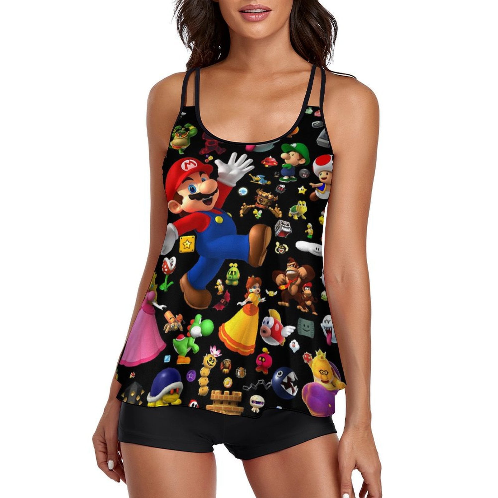 Mario Bros. Luigi Women's Tankini Swimsuits Tank Tops Swimwear with ...