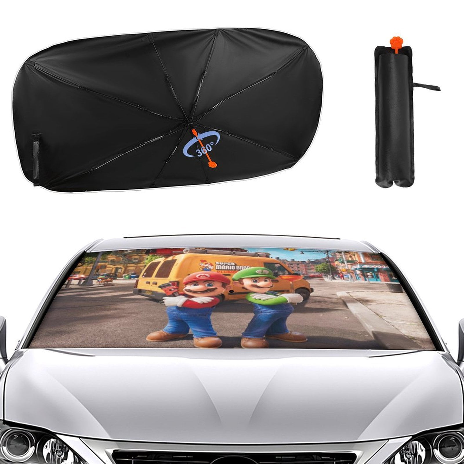 Mario Bros Movie Game Car Sunshade Umbrella For Car SUV Trucks Front ...