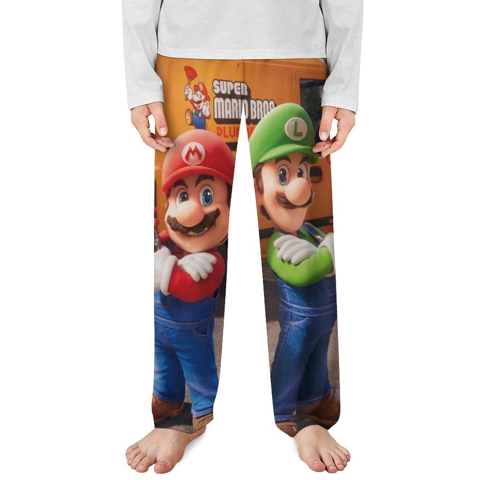 Mario Bros Movie Game Comfy Pajamas For Kids Cozy Lounge Straight Leg ...