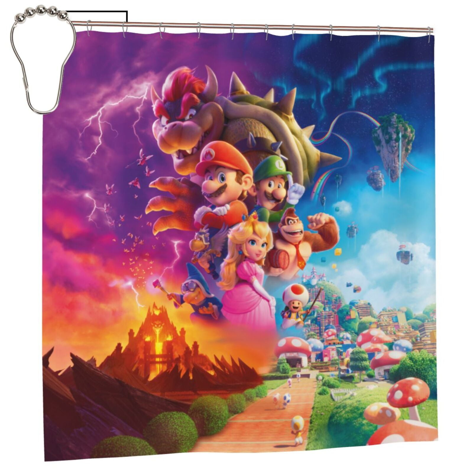 Mario Bros Shower Curtain Waterproof Polyester Fabric Decor Bathroom ...