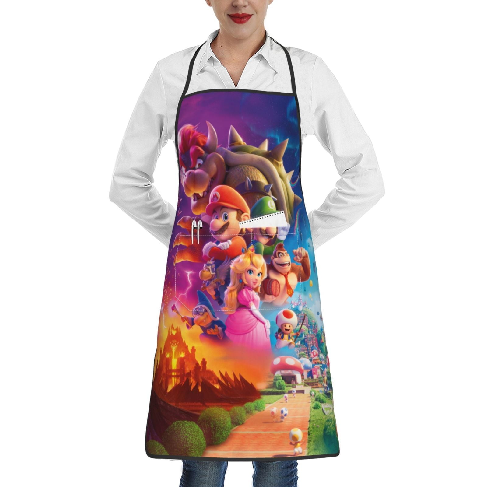 Mario Bros Waterproof Apron Home Decor Kitchen Fashion Apron For Waiter ...