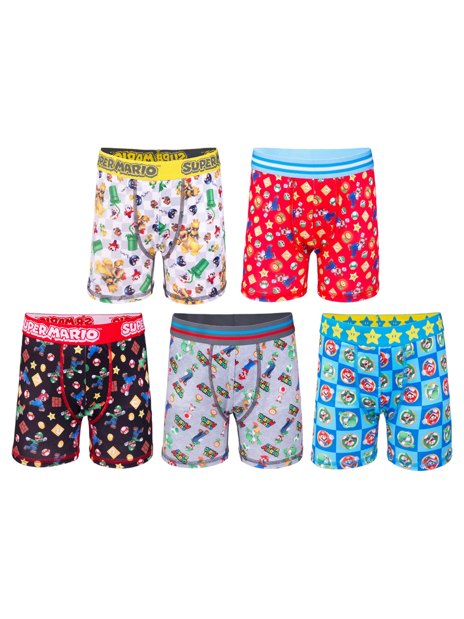 Mario Brothers Boys Athletic Boxer Brief Character Underwear, 5-Pack ...