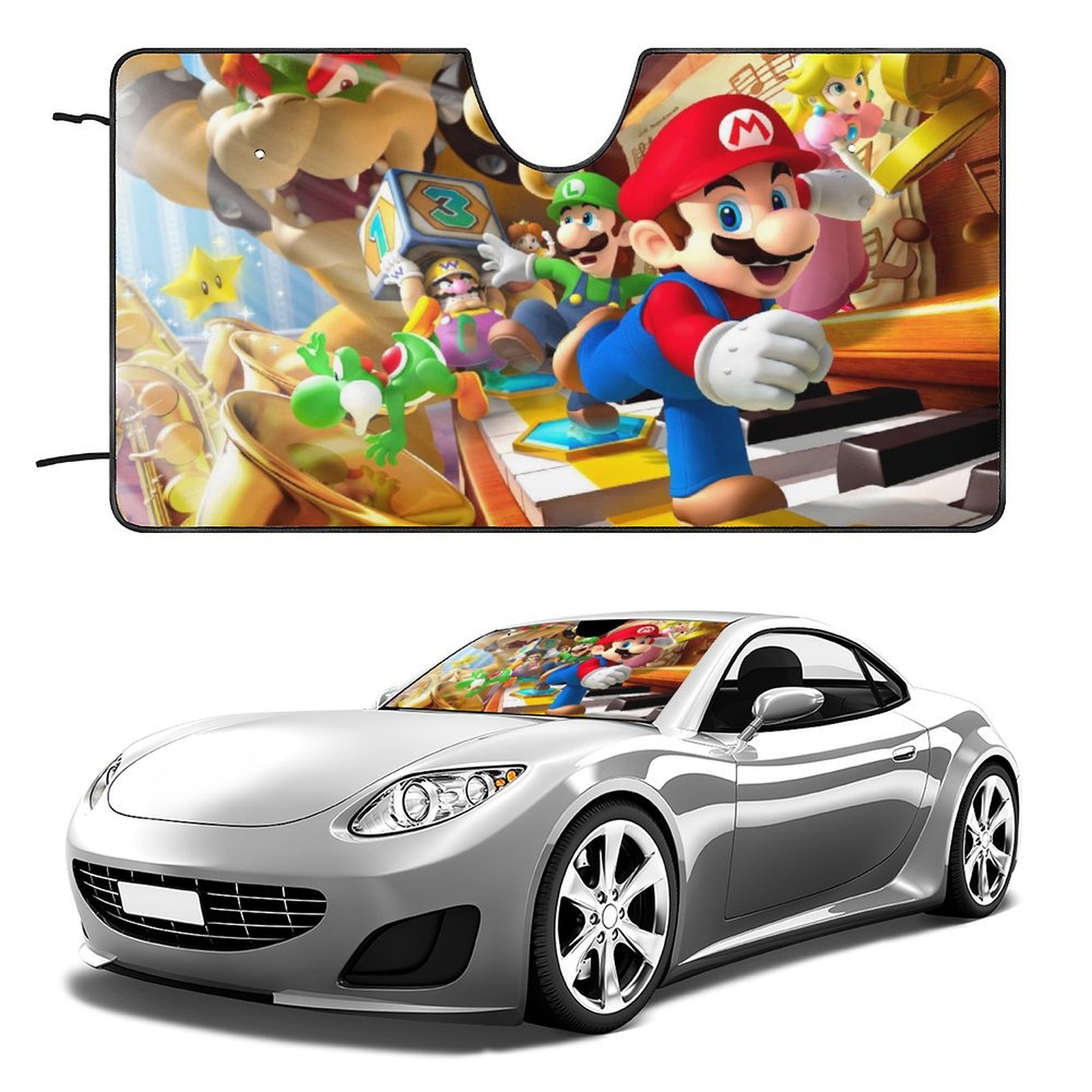 Mario Car Windshield Sun Shade, Foldable Sun Shade for Car Truck SUV ...