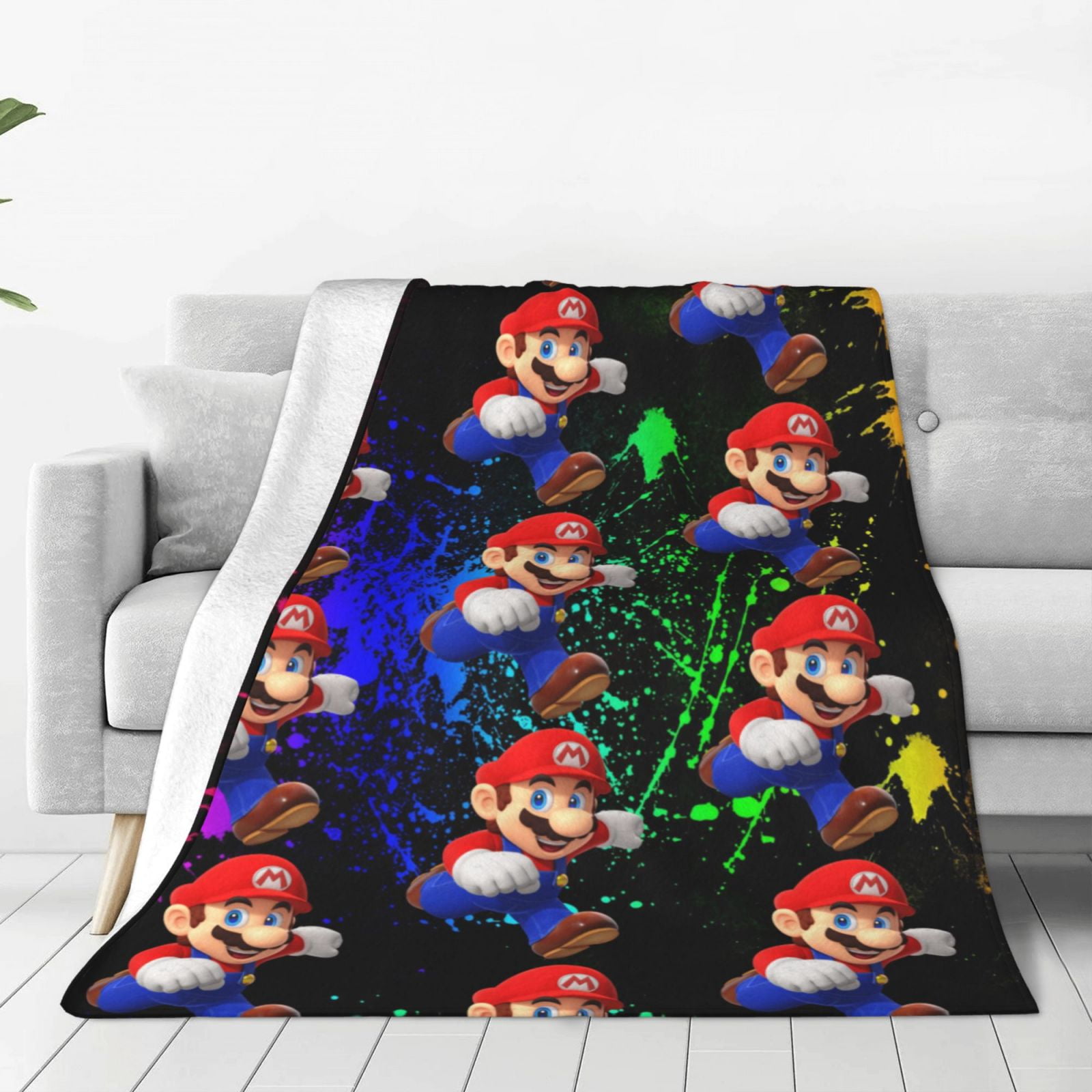 Mario Cartoon Flannel Blanket Cozy Ultra-Soft Micro Fleece Throw ...
