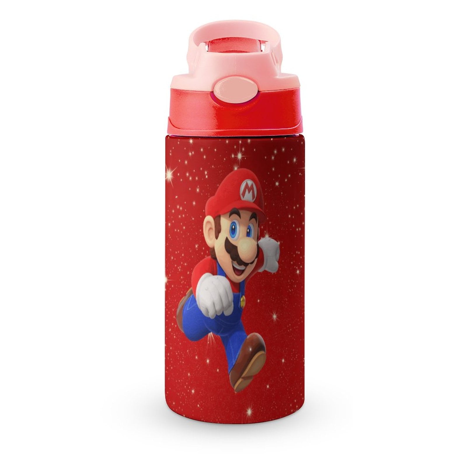 Mario Cartoon Kid's Insulated Water Bottle With Straw Vacuum Stainless ...