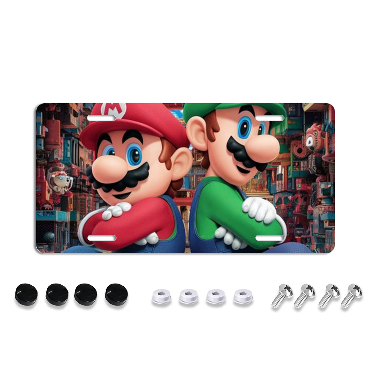 Mario Cartoon License Plate Cover Personalized Car License Plate Metal ...