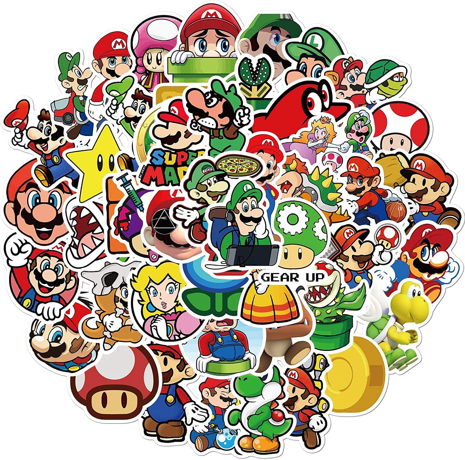 Mario Cartoon Stickers for Kids and Teen, Cool Game Stickers for Water ...
