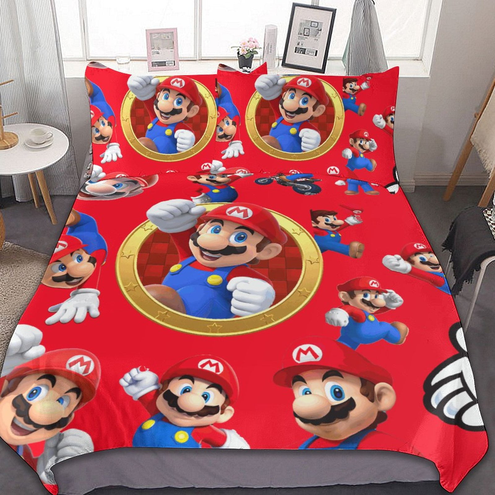 Aoivkut Mario Bedding Set, 3 Piece Comforter Set with Duvet Cover and ...