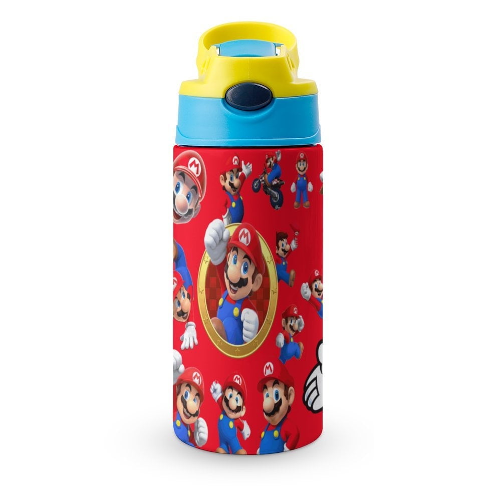 Mario Character Kid's Insulated Water Bottle With Straw Vacuum ...