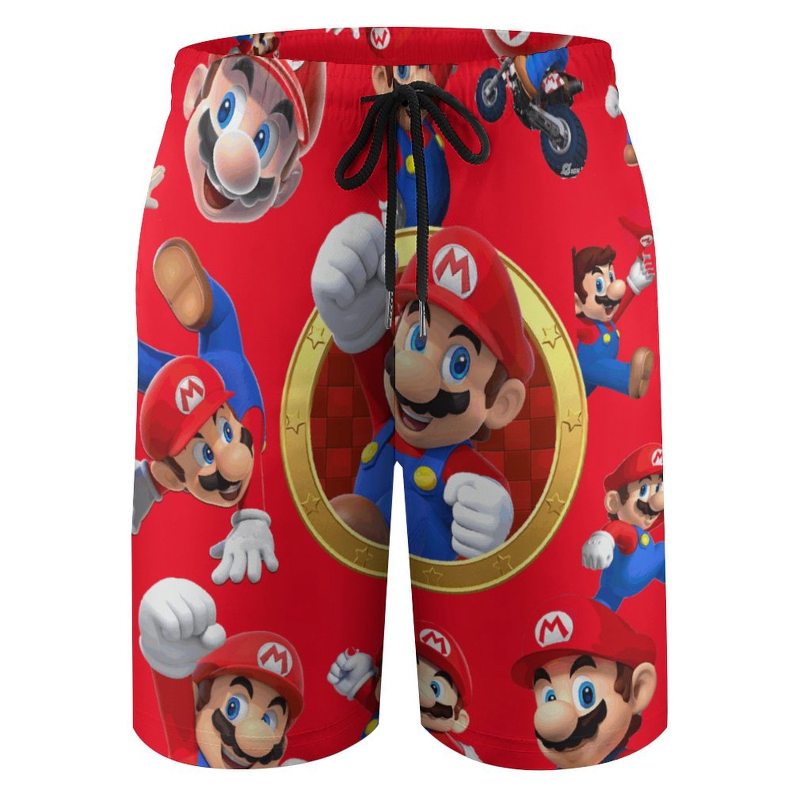 Mario Character Teen Board Shorts Summer Boy's Swim Trunks Drawstring ...
